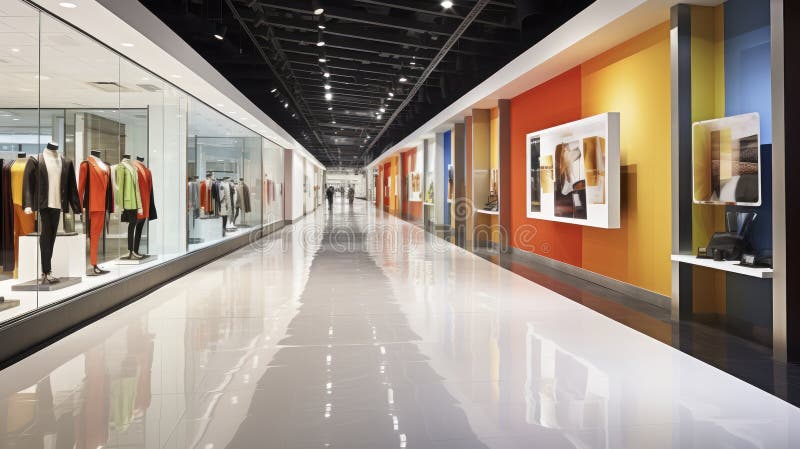 The Inviting Corridor of a Modern Shop, Blending Aesthetics with ...