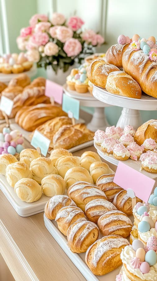 An Inviting Display Showcases Various Pastries and Colorful Sweets ...