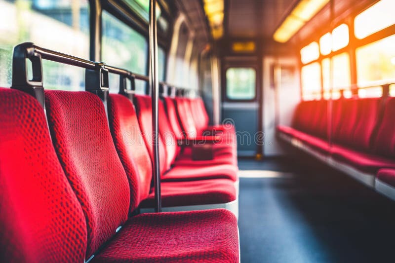 Empty Train Carriage with a Modern Interior and Blue Seats Stock Image ...
