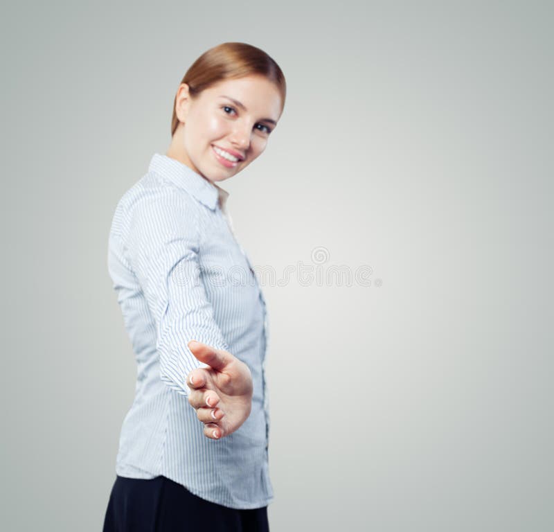 Inviting Hand of Friendly Woman Stock Image - Image of friendly ...