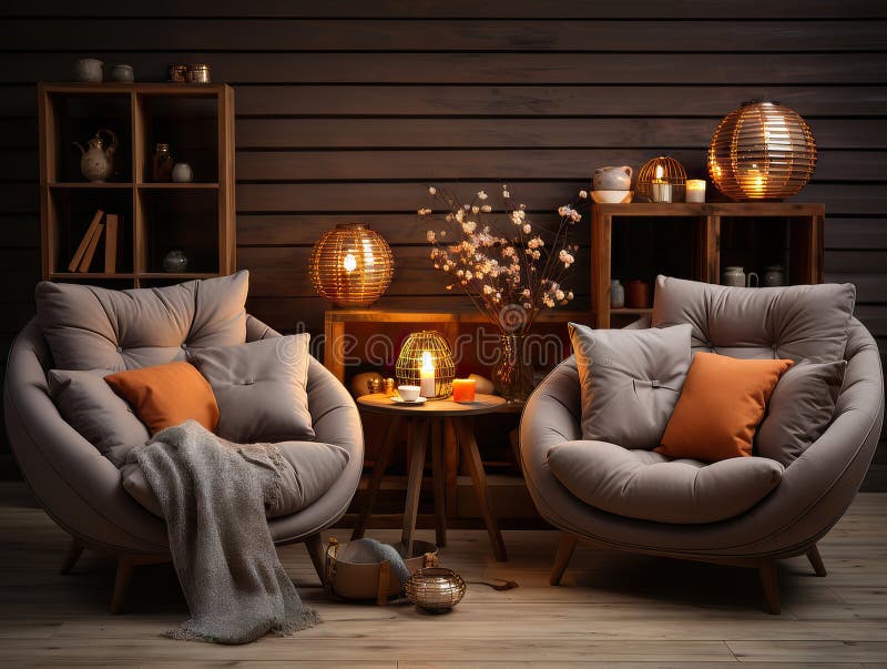 Elegant Modern Living Room with Stylish Sofa and Warm Ambient Lighting ...