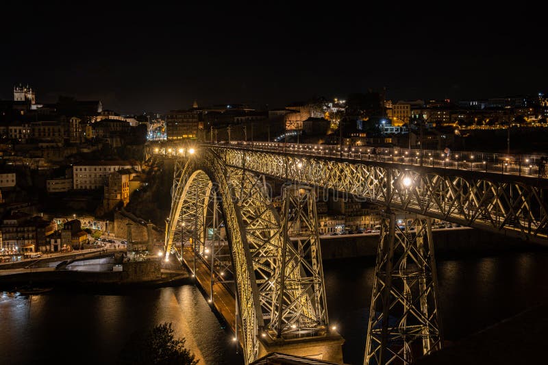 An Inviting Iron Bridge in the Centre of Porto Stock Photo - Image of ...