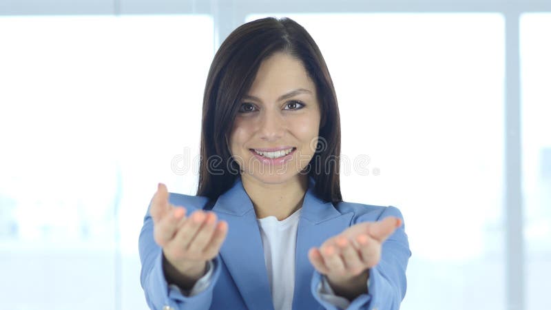 Invitation Gesture by Woman , Inviting , Portrait on White Background ...
