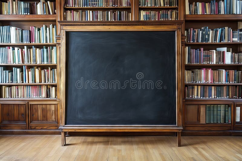 Inviting Library Environment Featuring a Blank Chalkboard Ready for ...