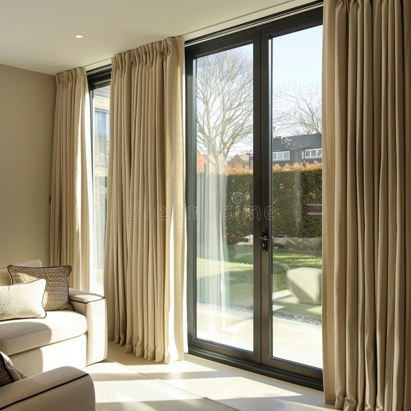 Inviting Living Room Basks in Natural Light Pouring through Expansive ...