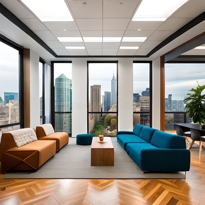 An Inviting Lounge Area in a Tech Startup S Office, Complete with Plush ...