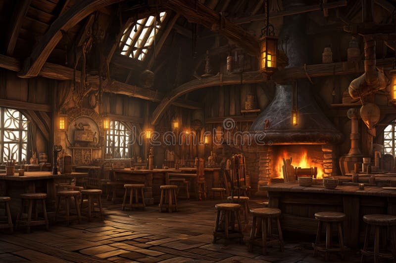 Inviting Medieval Tavern Exterior. Generate Ai Stock Illustration ...