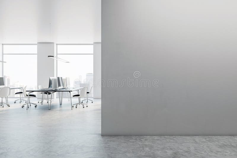 Inviting Office Corner with Mock-up Poster Space, Contemporary Design ...