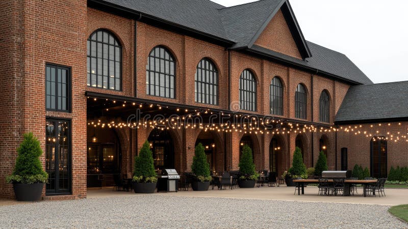 An Inviting Outdoor Kitchen Features Brick Walls and a Barbecue Grill ...