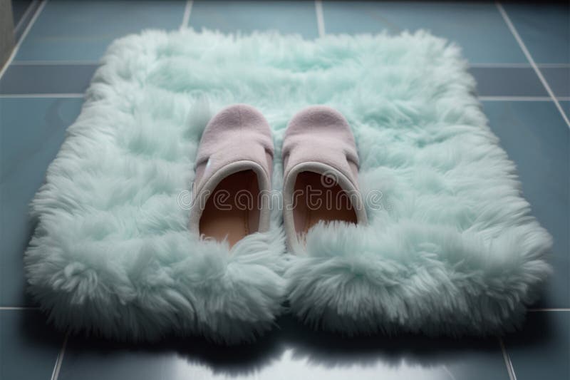 Inviting Scene a Bath Mat and Fluffy Slippers Form a Comfortable Top ...