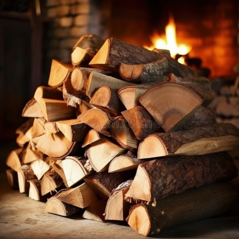 An Inviting Scene Featuring Neatly Stacked Chopped Firewood, Ready for ...