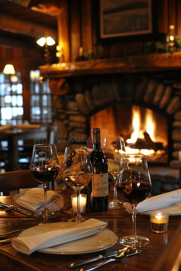 An Inviting Scene Featuring a Winery Ambiance with a Beautifully Set ...