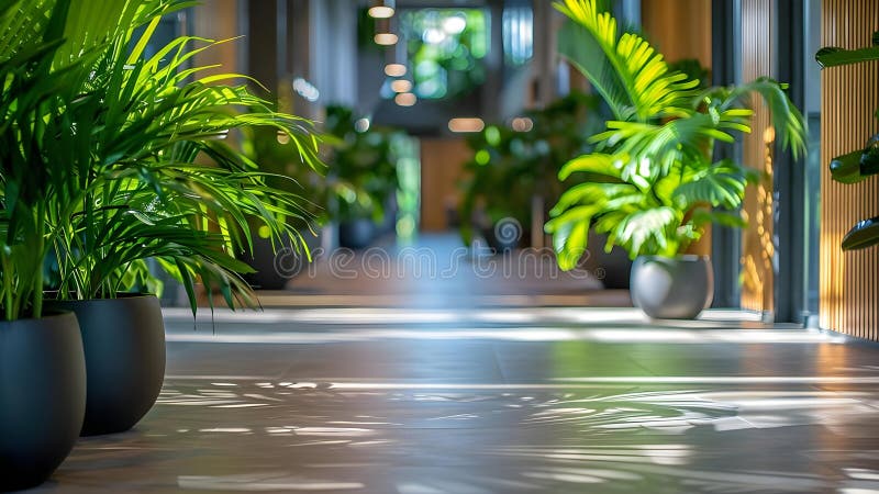 Inviting and Spacious Atmosphere in a Bright Office Lobby Adorned with ...