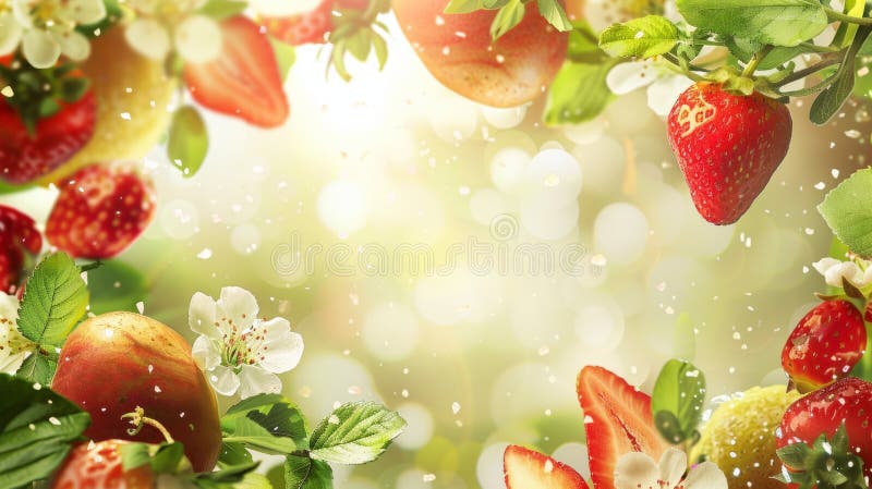 Inviting Spring Fruit Layout with Space for Your Logo or Message Stock ...