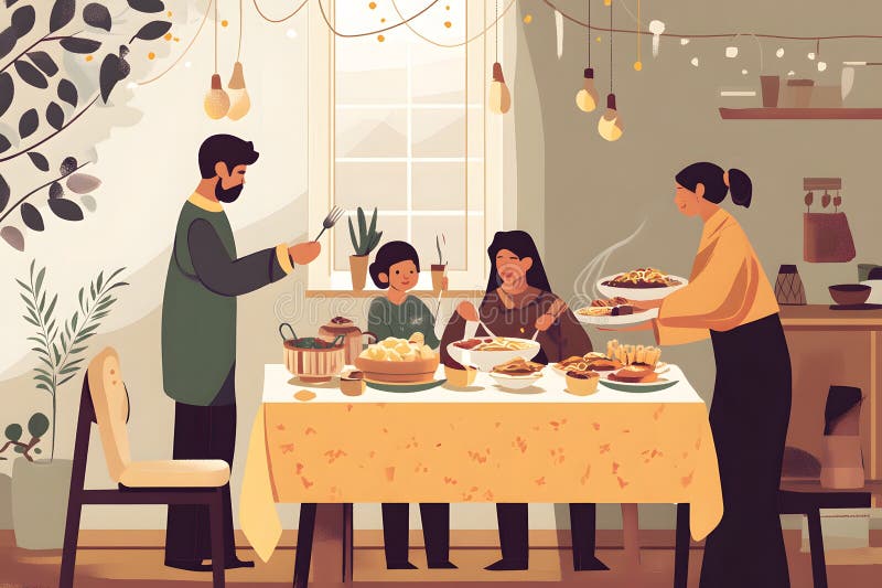 Inviting Table Layout: Sharing Traditional Eid Dishes Together Stock ...