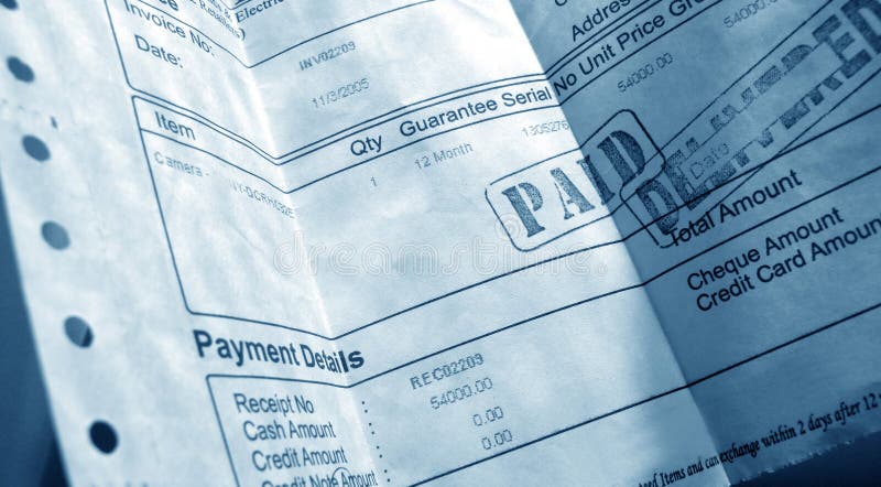 Invoices and Bills with Paid Stamp Stock Image - Image of invoice ...