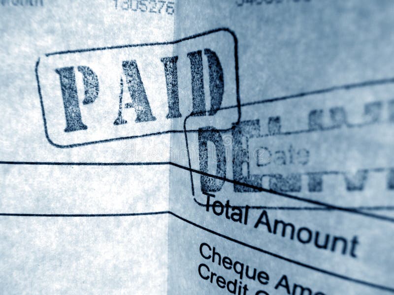 Invoice and Bills with Paid Stamp Stock Photo - Image of account ...