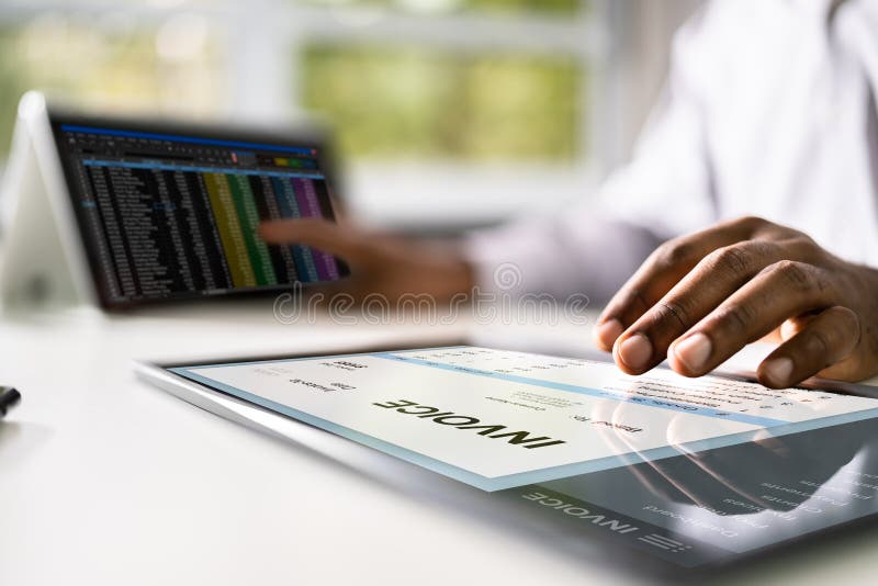 Invoice Accounting Software on Computer Stock Image - Image of business ...