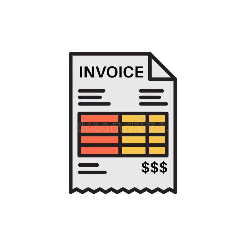 Invoice Colored Vector Icon on White Background Stock Vector ...