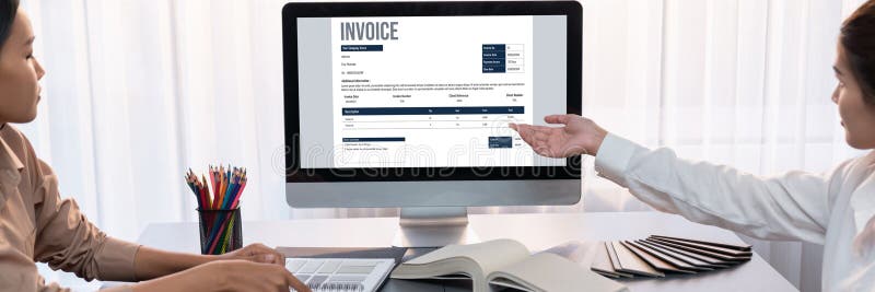 Invoice on Computer Screen from Accounting Application. Brisk. Stock ...