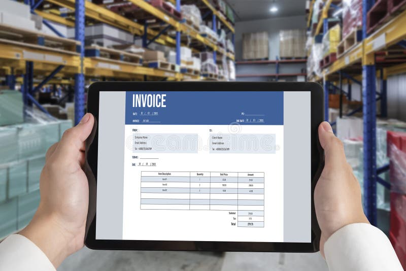 Invoice on Computer Screen from Accounting Application. Snugly. Stock ...