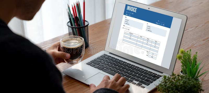 Invoice on Computer Screen from Accounting Application. Snugly. Stock ...
