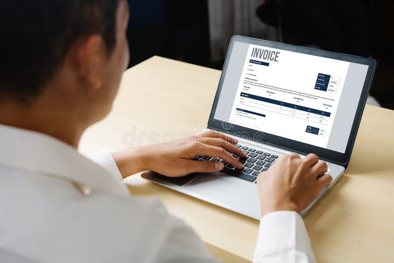 Invoice on Computer Screen from Accounting Application. Snugly. Stock ...