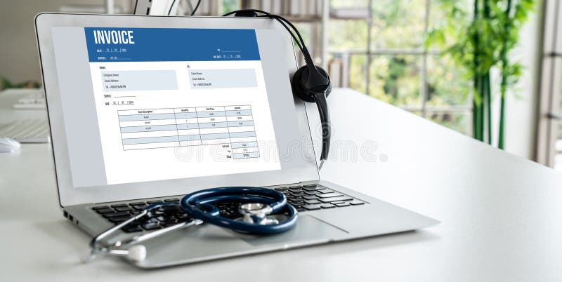 Invoice on Computer Screen from Accounting Application. Snugly. Stock ...