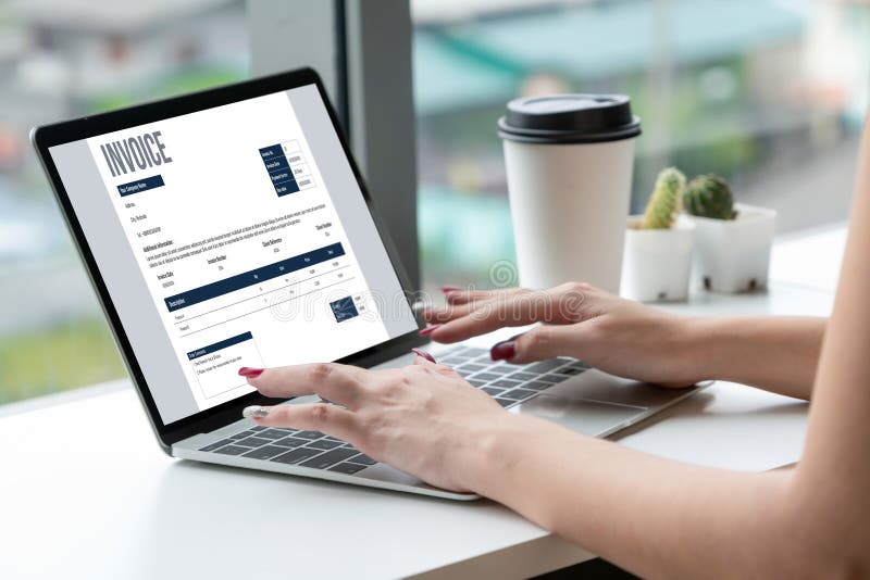 Invoice on Computer Screen from Accounting Application. Snugly. Stock ...