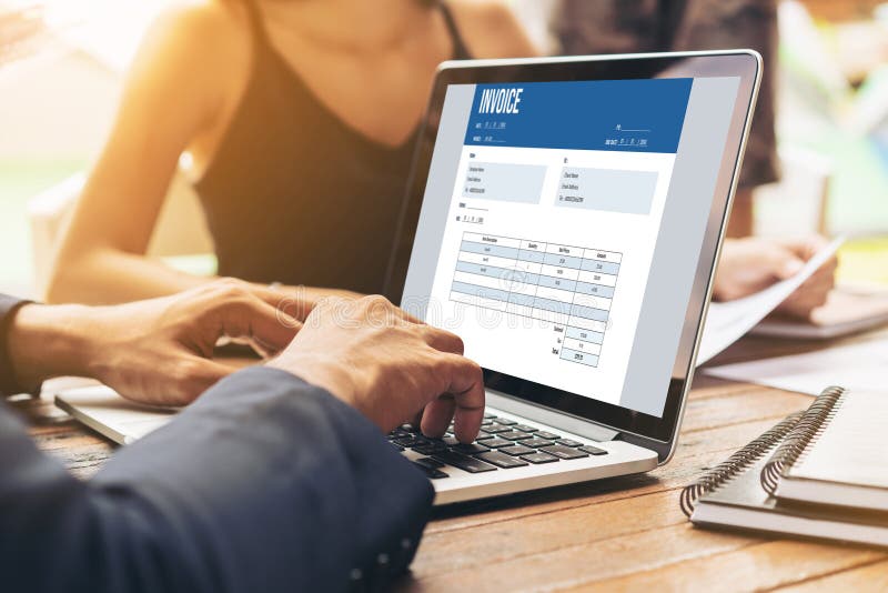 Invoice on Computer Screen from Accounting Application. Snugly. Stock ...
