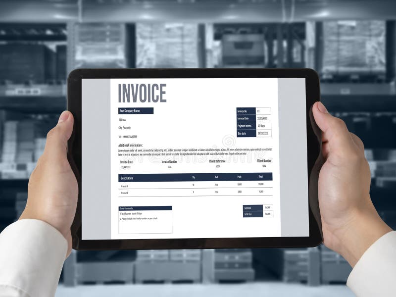 Invoice on Computer Screen from Accounting Application. Snugly. Stock ...