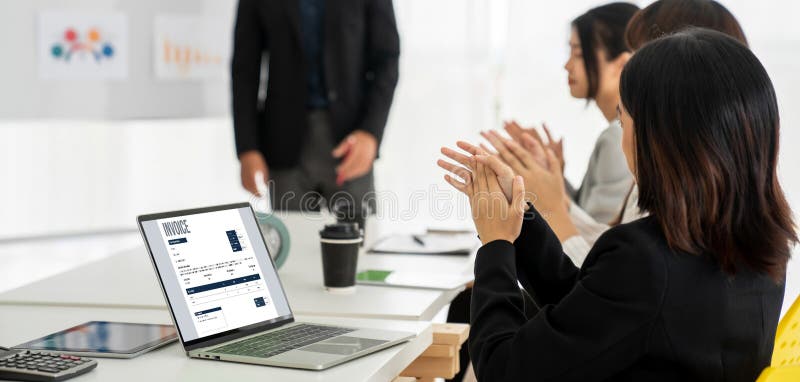 Invoice on Computer Screen from Accounting Application. Snugly. Stock ...