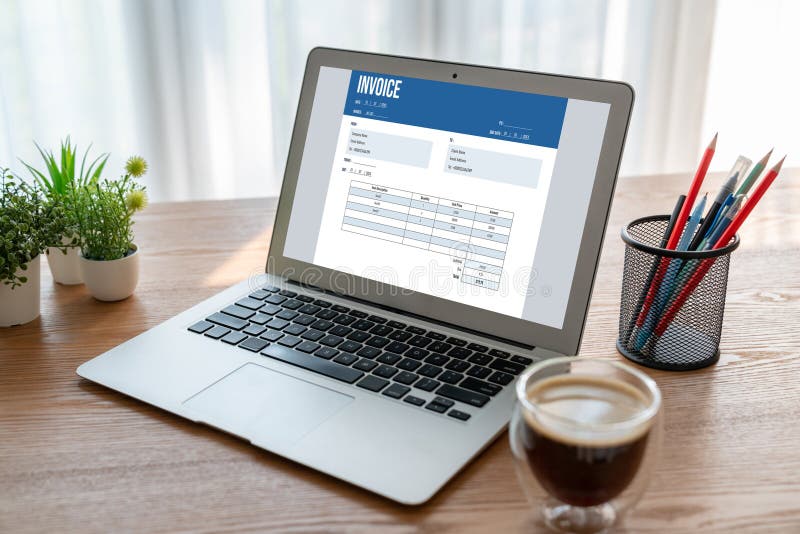 Invoice on Computer Screen from Accounting Application. Snugly. Stock ...