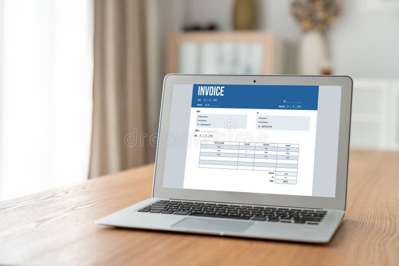 Invoice on Computer Screen from Accounting Application. Snugly. Stock ...