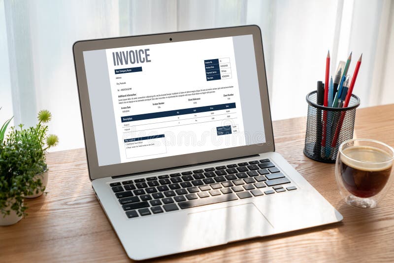 Invoice on Computer Screen from Accounting Application. Snugly. Stock ...