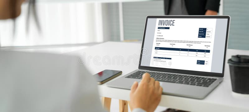 Invoice on Computer Screen from Accounting Application. Snugly. Stock ...