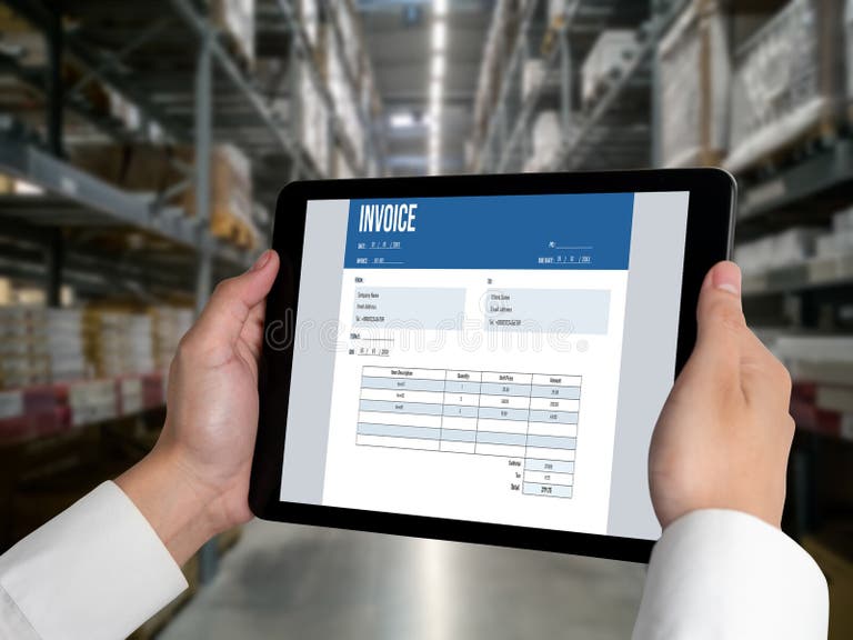 Invoice on Computer Screen from Accounting Application. Snugly. Stock ...