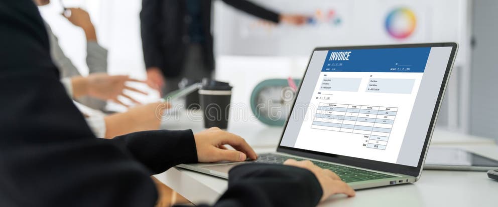 Invoice on Computer Screen from Accounting Application. Snugly. Stock ...