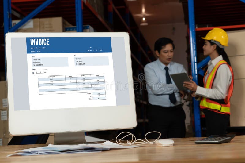 Invoice on Computer Screen from Accounting Application. Snugly. Stock ...