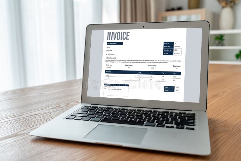 Invoice on Computer Screen from Accounting Application. Snugly. Stock ...