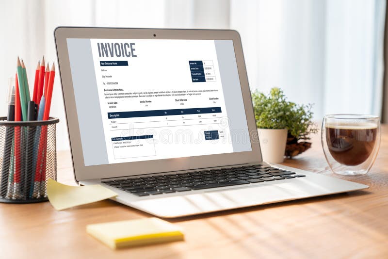 Invoice on Computer Screen from Accounting Application. Snugly. Stock ...