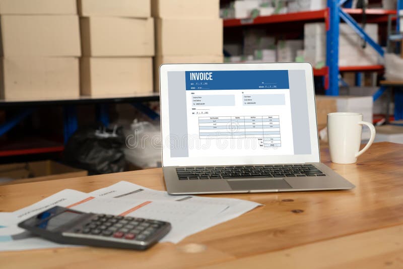 Invoice on Computer Screen from Accounting Application. Snugly. Stock ...