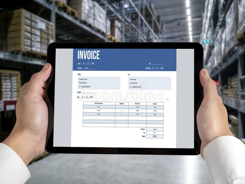 Invoice on Computer Screen from Accounting Application. Snugly. Stock ...