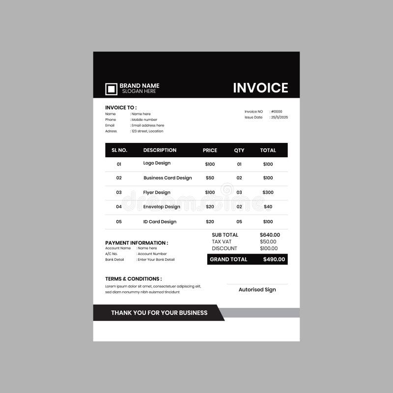INVOICE Design, Invoice Template Design, Business Invoice Stock ...