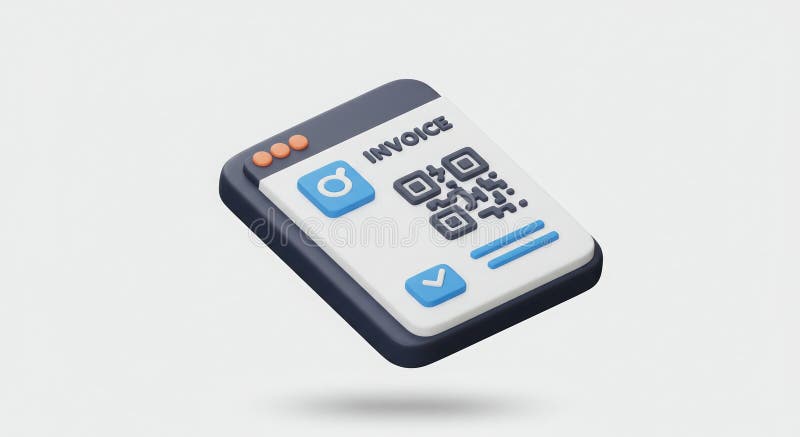 Invoice Displayed with Qr Code and Icons in Digital Design Style Stock ...