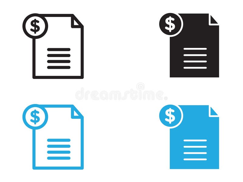 Invoice Document Icon Black and White Vector Outline Sign Stock ...