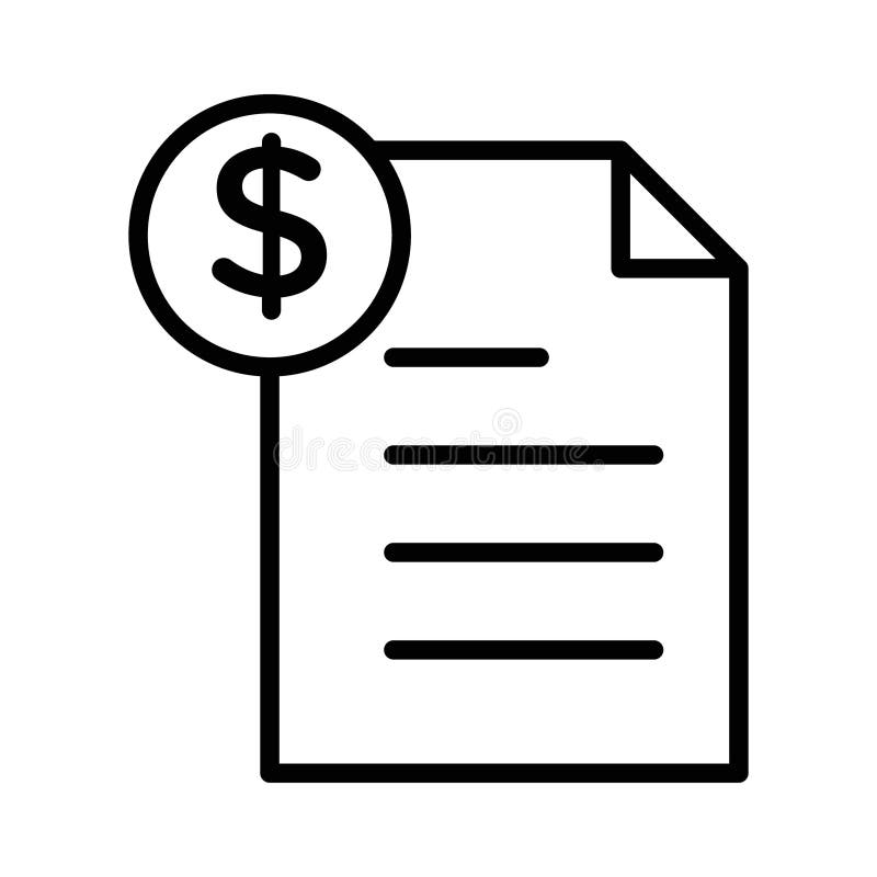 Invoice Document Icon Linear Logo Mark in Black and White Stock ...