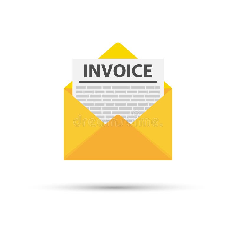 Invoice Icon Vector, Email Message Received with Bill Document, Flat ...