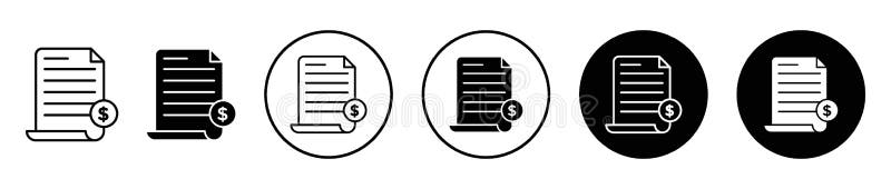 Invoice Icon Set. Pay Tax Receipt Vector Symbol. Order Total Bill Paper ...