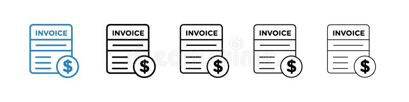 Invoice Icon Set. Pay Tax Receipt Vector Symbol. Order Total Bill Paper ...